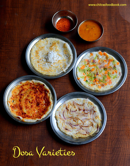 4 Dosa Varieties with dosa batter, Dosa Upma Recipe - Indian Dosa ...