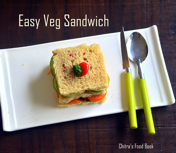 Easy Veg Sandwich Recipe - How To Make Simple Indian Bread Sandwich ...