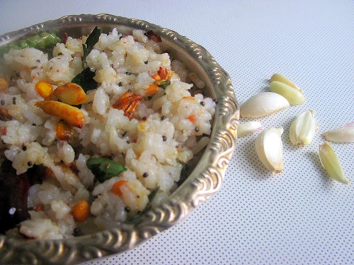 Garlic Rice / Poondu Sadam - Leftover Rice Recipes - Chitra's Food Book