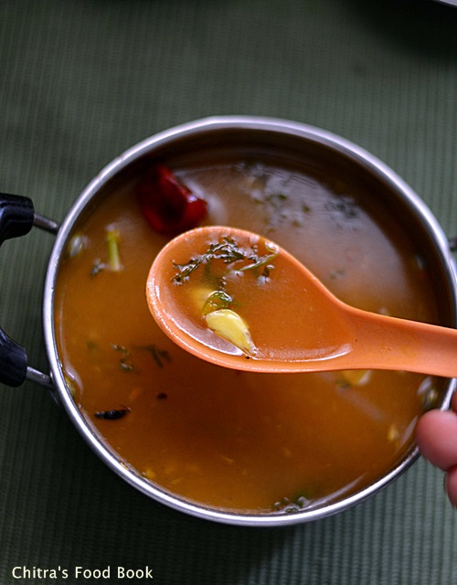 Garlic Rasam without dal | Poondu Rasam Recipe-Rasam Varieties - Chitra ...