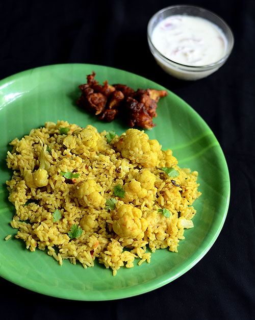 Gobi Biryani / Cauliflower Rice Recipe - Chitra's Food Book