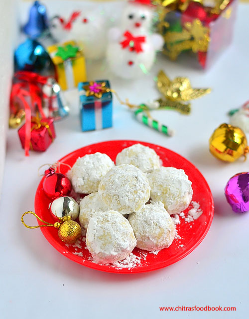 Eggless Snowball Cookies Recipe – Easy Christmas Recipes - Chitra's ...