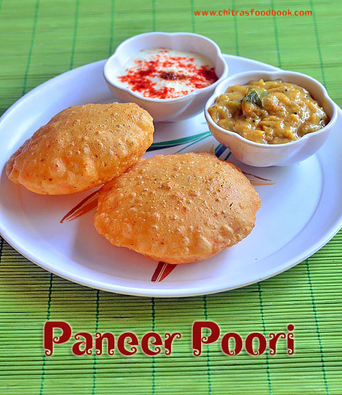 Paneer Poori – Stuffed Paneer Poori - Poori Varieties - Chitra's Food Book