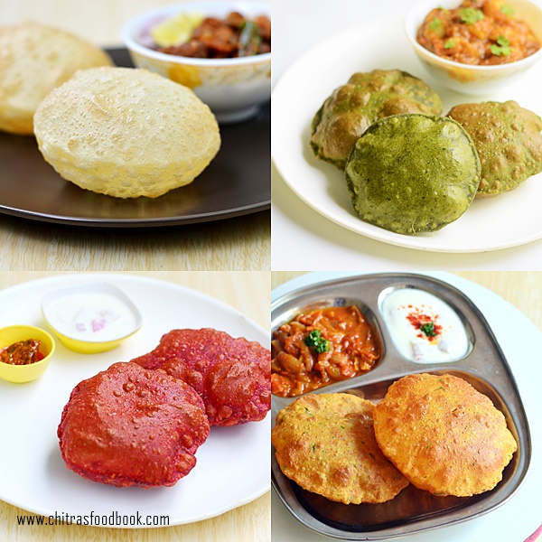 Poori Varieties | Different Types Of Puri Recipes - Chitra's Food Book