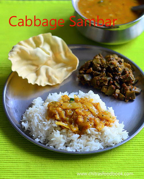 Cabbage Sambar Recipe - Muttaikose Sambar For Rice - Chitra's Food Book