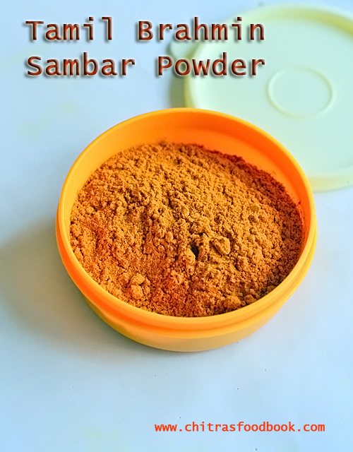 Tamil Brahmin Sambar Powder – Iyer Style Sambar Powder Recipe - Chitra ...