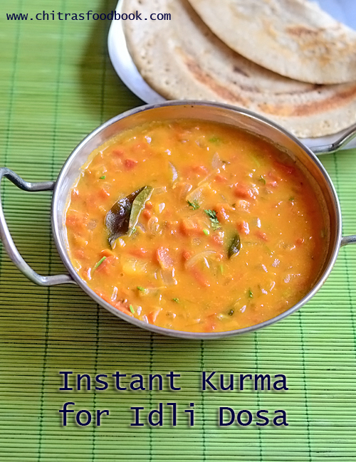 Instant Kurma For Idli Dosa – 10 Minutes Kurma Recipe Without Coconut ...