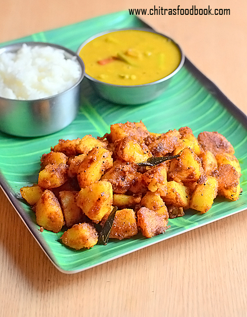 Potato Kara Kari – Urulaikilangu Kara Curry Recipe - Chitra's Food Book