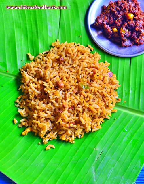 Karnataka Puliyogare Recipe | Karnataka Style Tamarind Rice - Chitra's ...